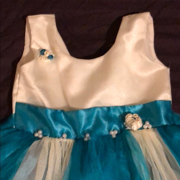 Dresses | Off White And Blue Net Dress | Poshmark